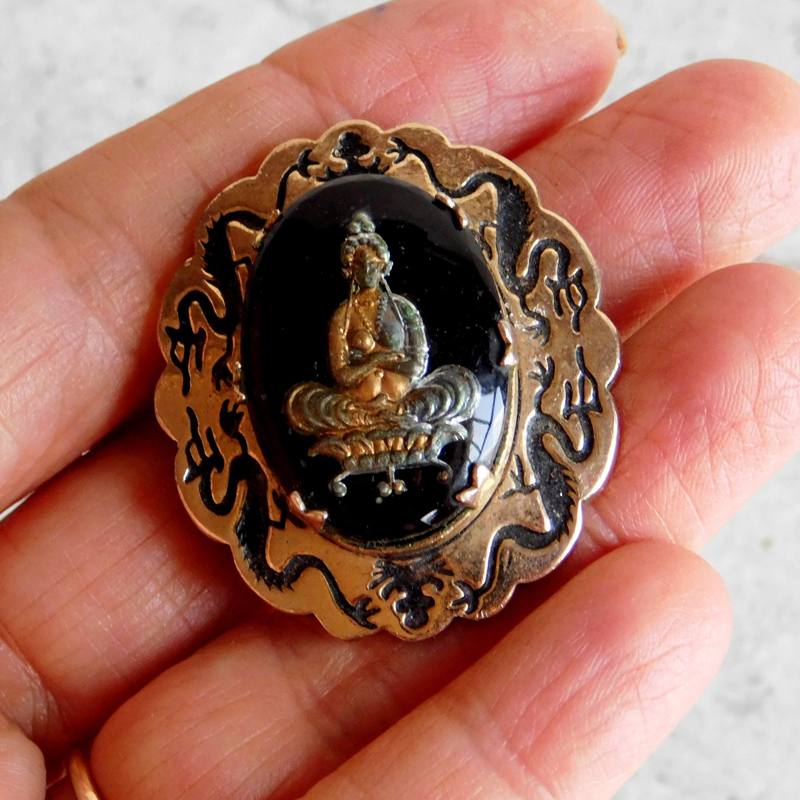 Vintage Reverse-carved Goddess Glass Brooch Buddhist Deity - Etsy