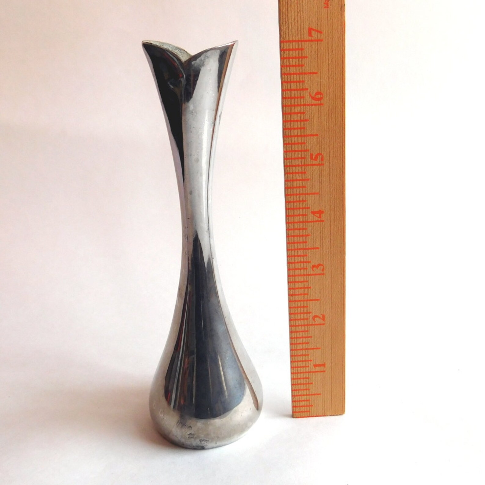 Vintage Silver Plate Vase Tall Slender Shabby Chic Vase W/ | Etsy