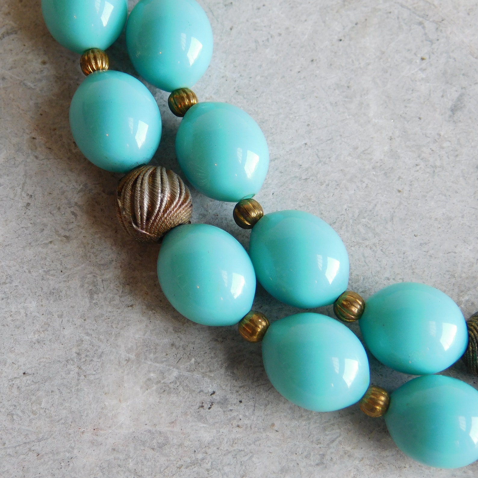 Vintage Turquoise Resin-and-gold Multi-strand Chunky Beaded | Etsy