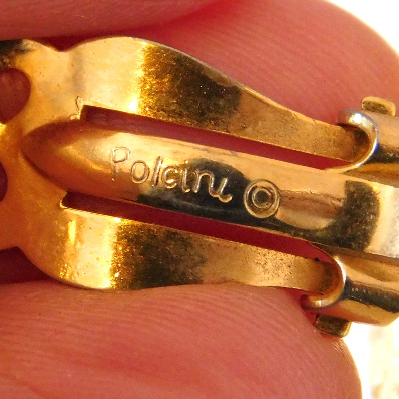 Vintage Polcini Goldtone Rose Clip-on Earrings Signed - Etsy