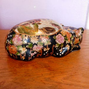 Vintage Satsuma-style Ceramic Cat - Hand-painted, People on a Boat ...