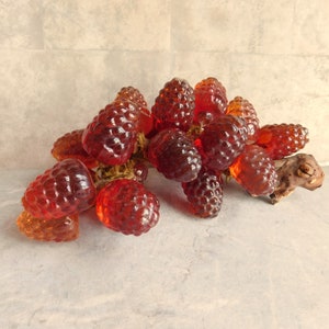 Vintage Large Glass Grape Clusters Purple, Dark Red, Dark Orange Wired ...