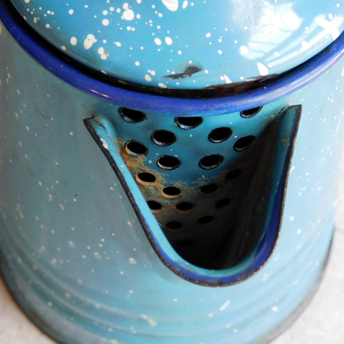 Vintage Light Blue Graniteware Small Coffee Pot Speckled - Etsy
