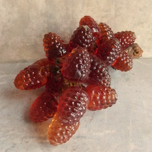 Vintage Large Glass Grape Clusters Purple, Dark Red, Dark Orange Wired ...