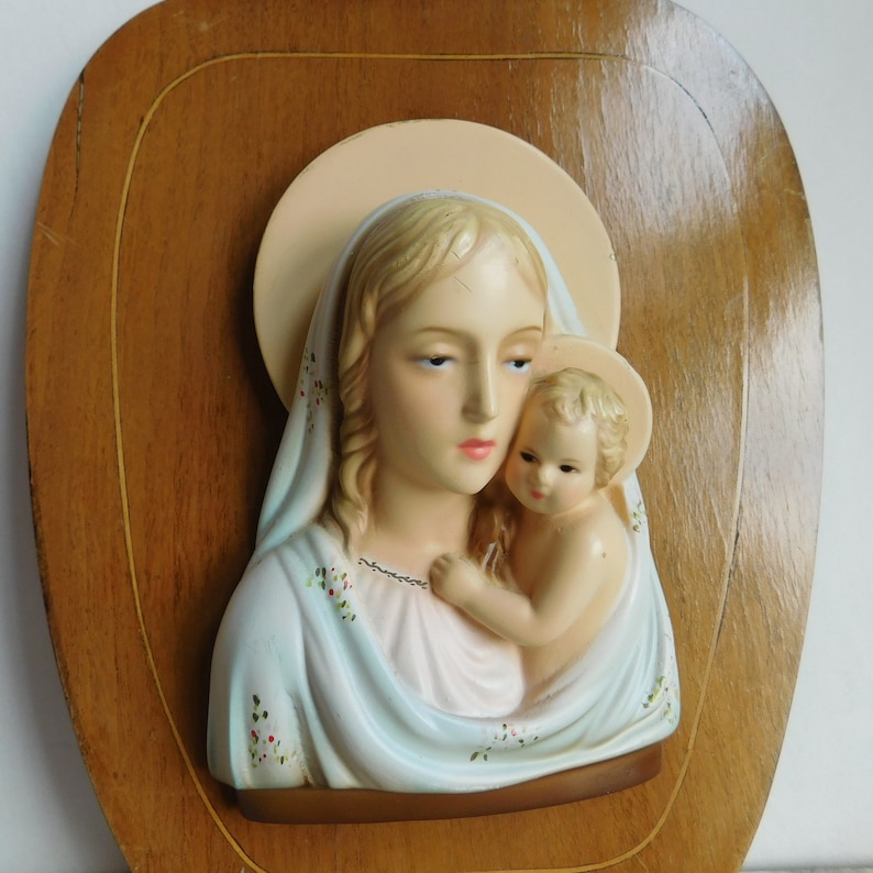 Vintage Italian Chalkware Madonna Wall Hanging Virgin Mary - Etsy