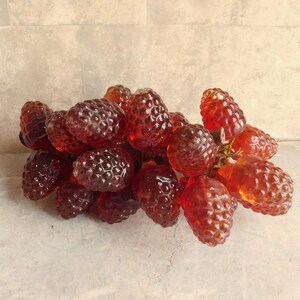 Vintage Large Glass Grape Clusters Purple, Dark Red, Dark Orange Wired ...