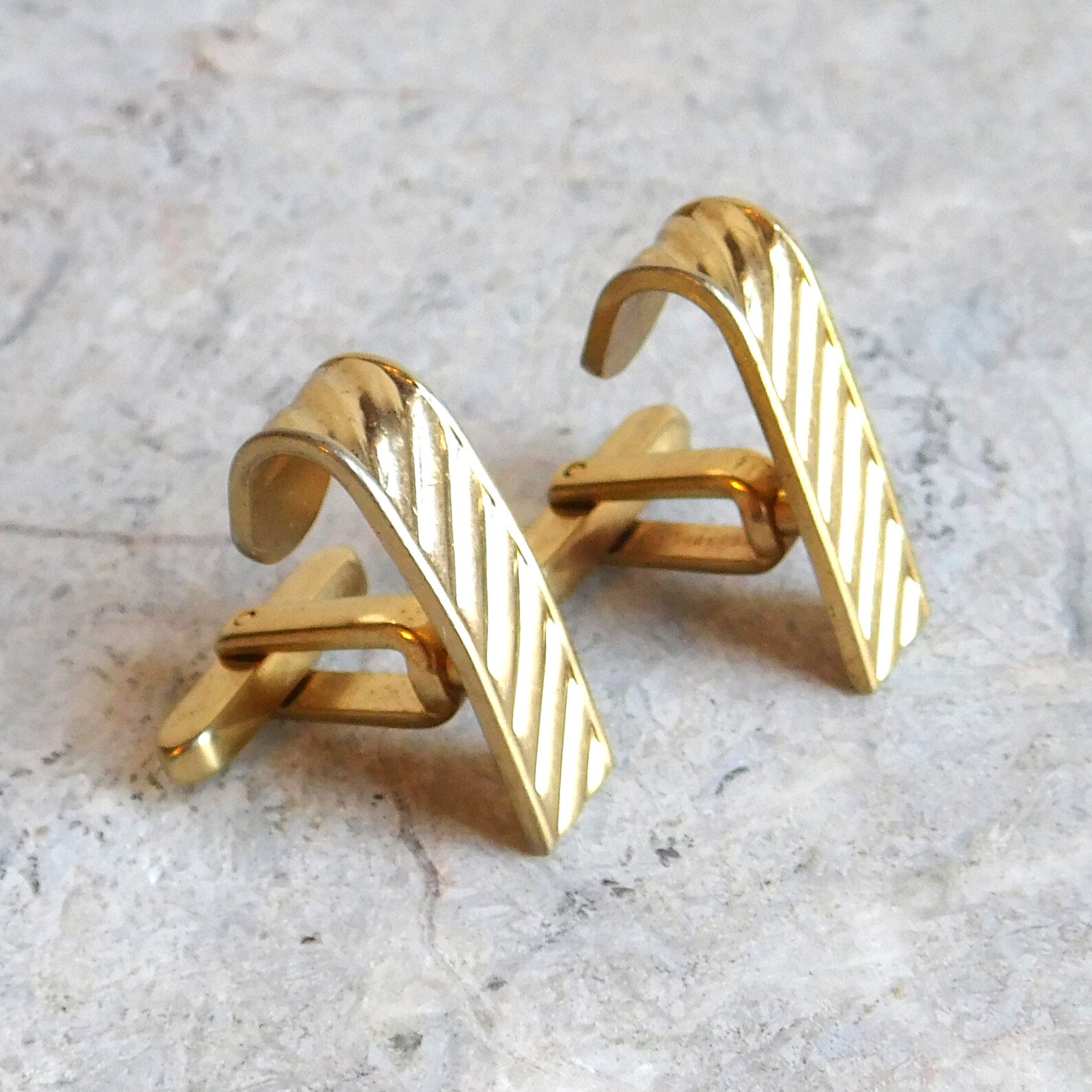 Vintage Hickok USA Goldtone Cuff Links Diagonal Stripes on - Etsy