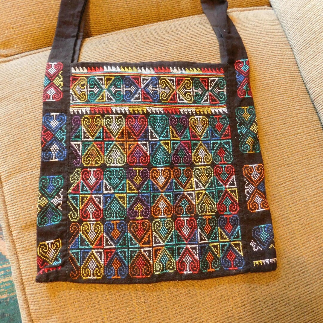 Vintage Hmong Tribal Embroidered Purse / Tote / Shoulder Bag ...