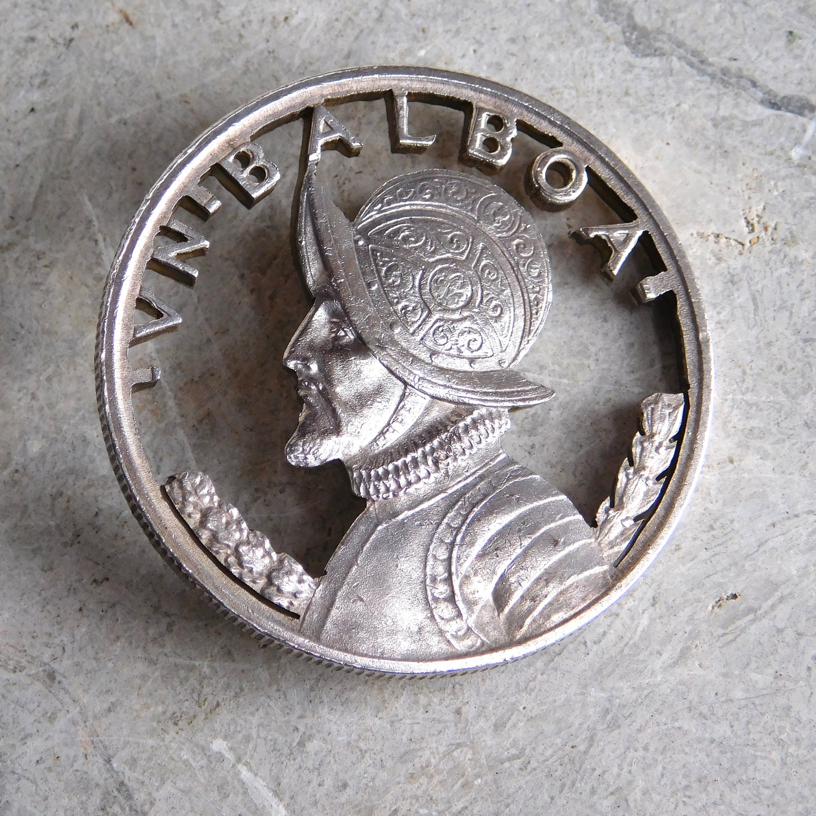 Vintage Silver One Balboa Coin Brooch - Panama Cut-out Coin Dated 1947 ...