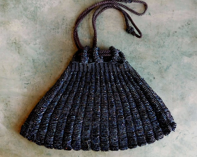 Vintage Antique Victorian Micro-beaded Purse - 1800s Drawstring Handbag ...