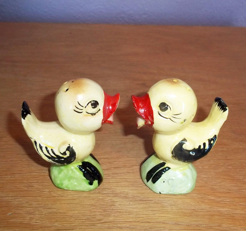 Vintage Yellow Duck Ceramic Salt and Pepper Shakers - Hand Painted ...