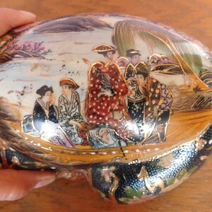 Vintage Satsuma-style Ceramic Cat - Hand-painted, People on a Boat ...