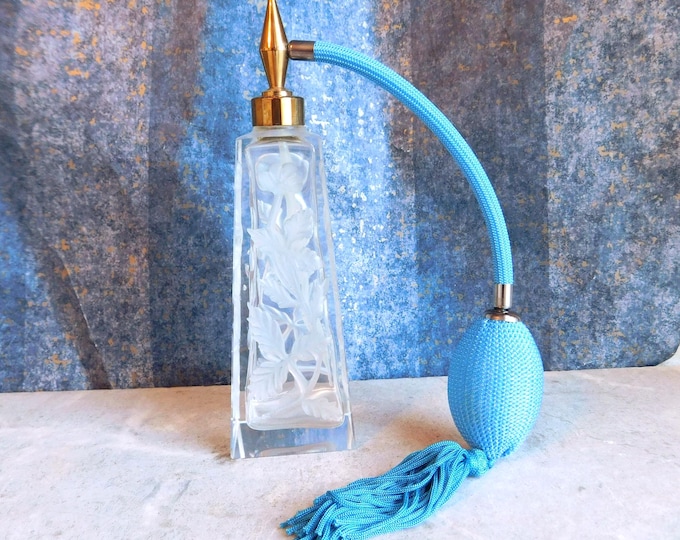 Vintage Irice Cut Glass Perfume Bottle Atomizer W/ Squeeze Bulb - Clear ...
