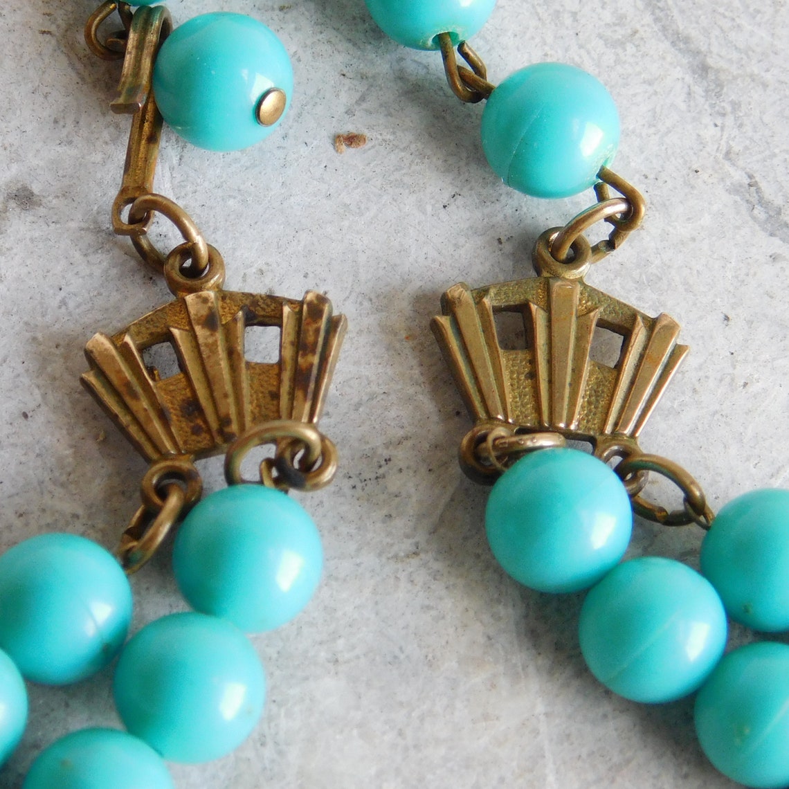 Vintage Turquoise Resin-and-gold Multi-strand Chunky Beaded | Etsy