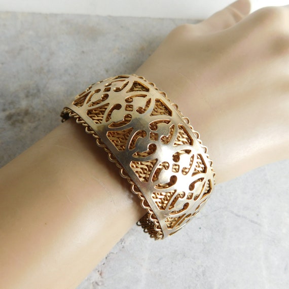 Vintage Julio Marsella / Marner Wide Mesh Wide Cuff Bracelet - Etsy