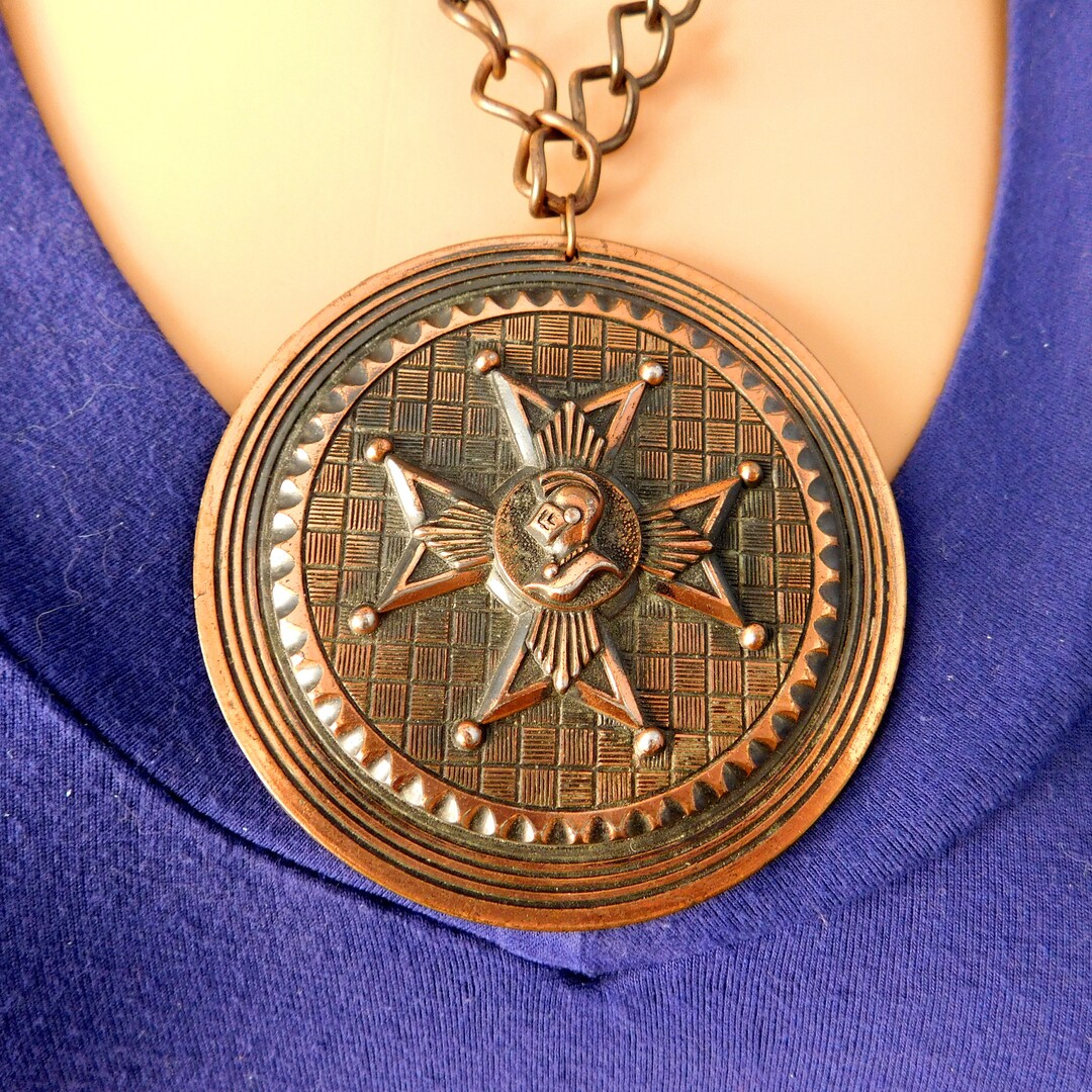 Vintage Huge Solid Copper Medallion 1970s - Maltese Cross, Medieval ...