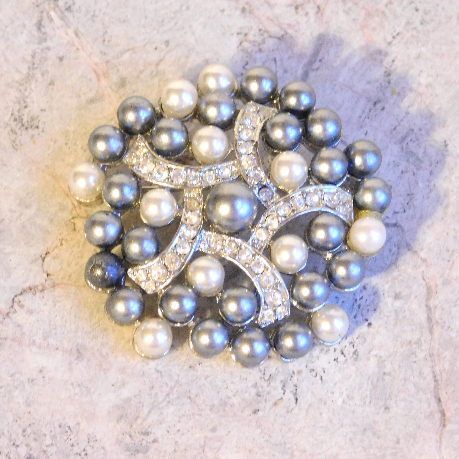 Vintage Gem-craft Signed Brooch With Faux Pearls and - Etsy