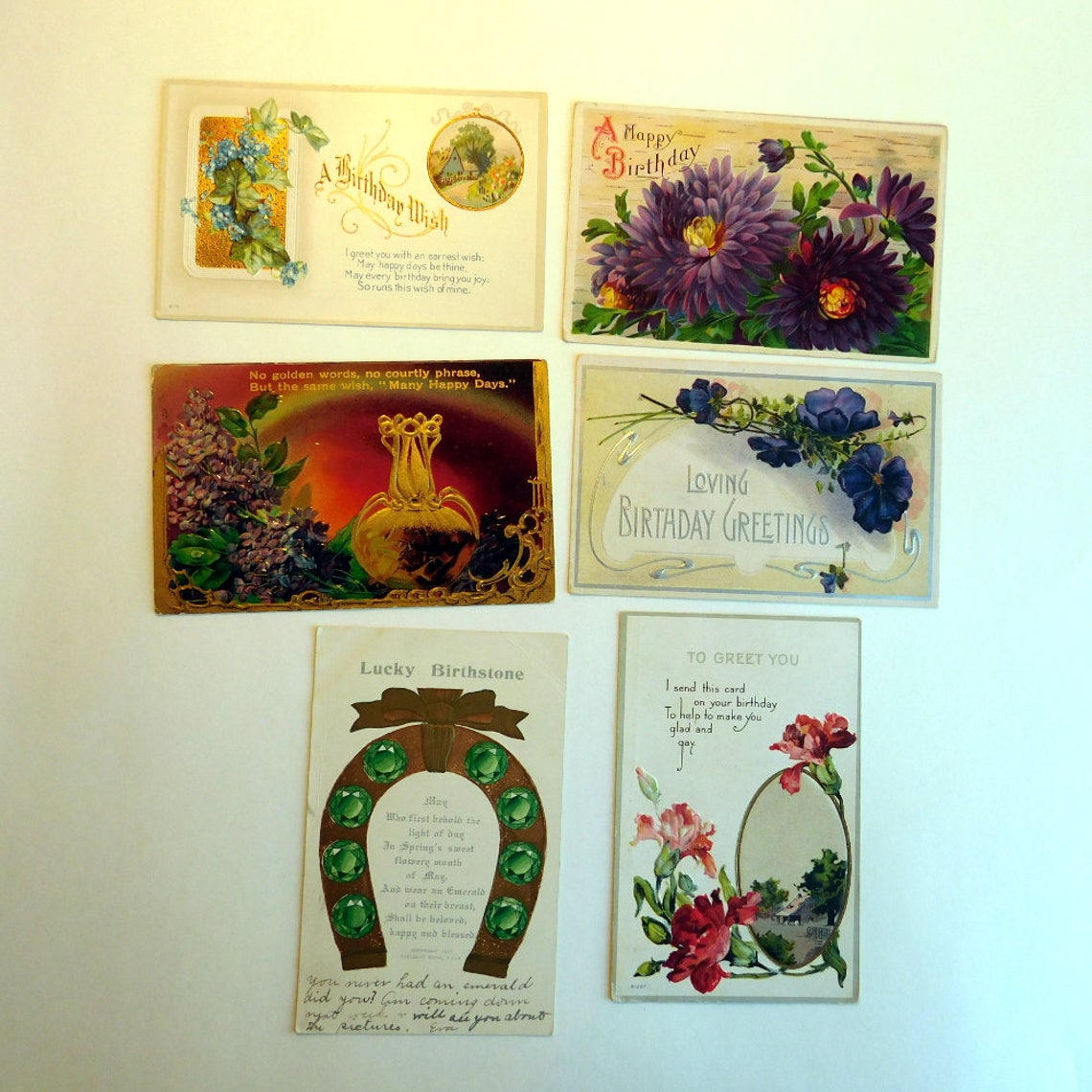 Lot of 6 Antique Vintage Birthday Postcards 1909-1919 | Etsy