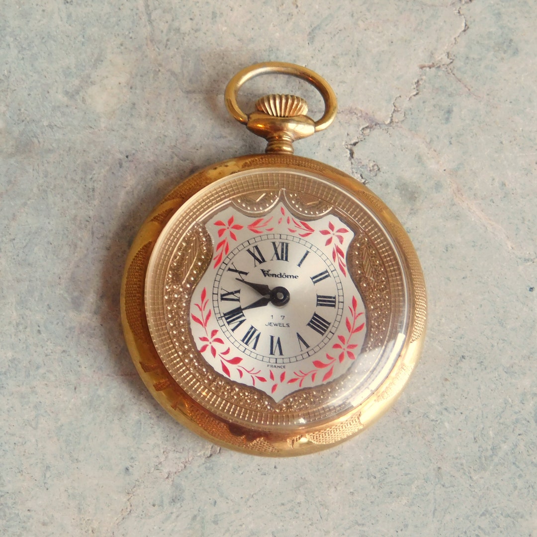 Vintage Vendome Pocket Watch - Gold Plated 17 Jewel - Made in France ...