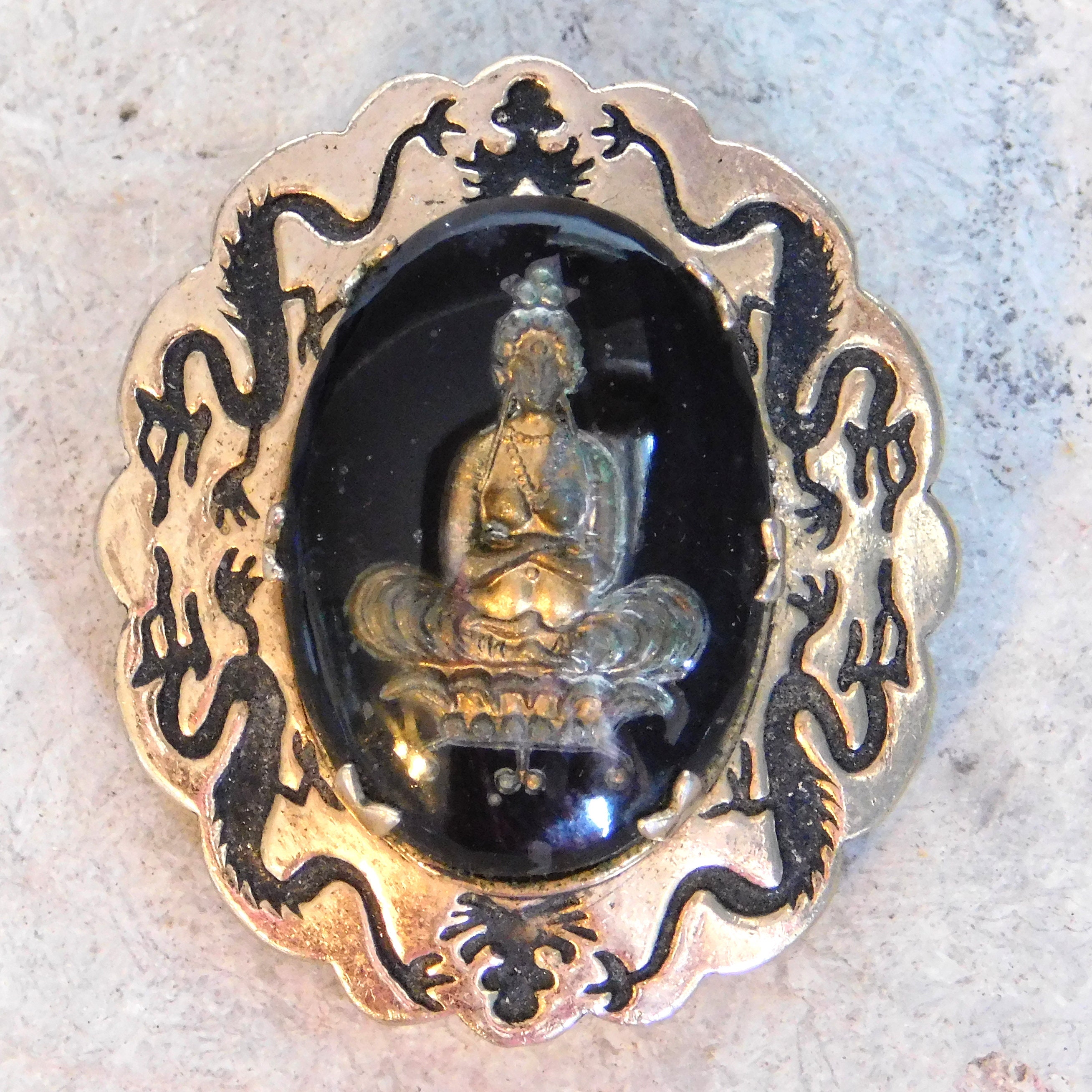 Vintage Reverse-carved Goddess Glass Brooch Buddhist Deity - Etsy