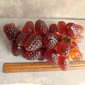 Vintage Large Glass Grape Clusters Purple, Dark Red, Dark Orange Wired ...