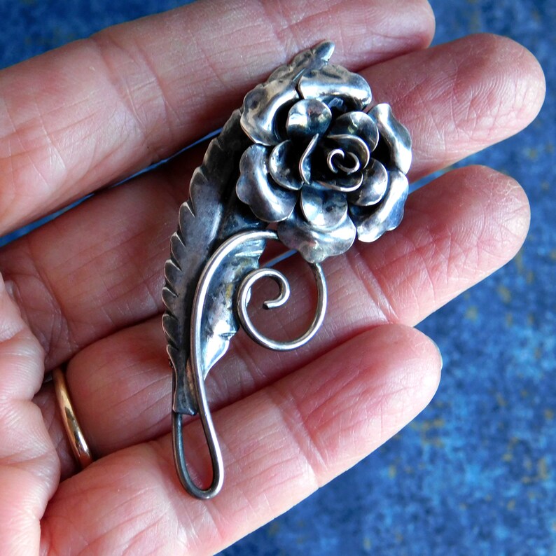 Vintage Signed Jewel Art Sterling Silver Rose Brooch Pin - Etsy