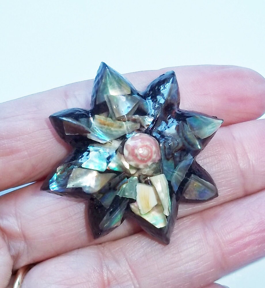 Vintage Shell Fragment Resin Star-shaped Brooch Mother of - Etsy