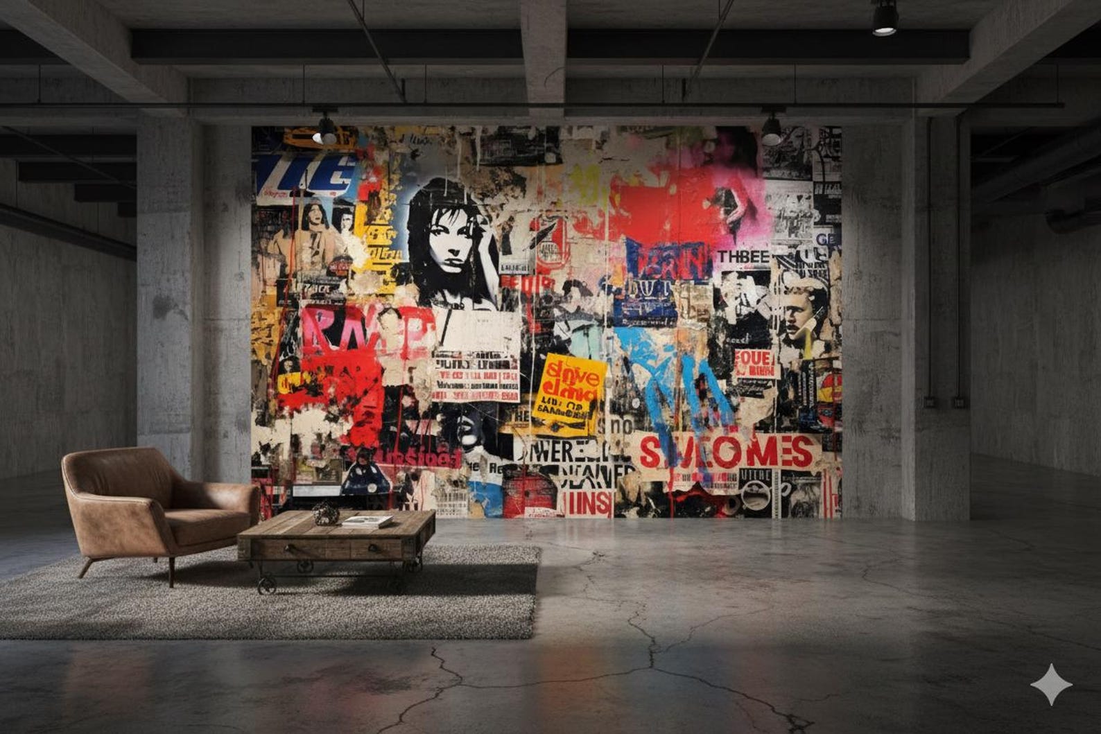 Urban Street Art Graffiti Wallpaper, Peel and Stick Abstract Punk Mural ...
