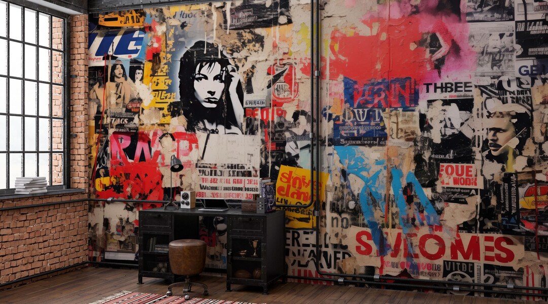 Rock and Pop Stars Newspaper Wallpaper: Retro Vintage Wall Mural - Etsy