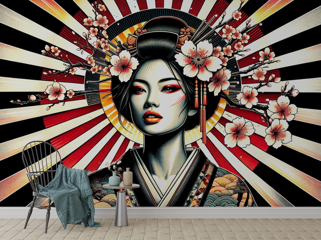 Geisha Wallpaper Wall Mural / Japanese Landscape Art / Elegant Oriental ...