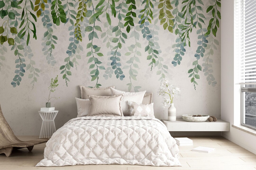 Romantic Hanging Vines Illustration Wallpaper, Soft Backdrop With ...