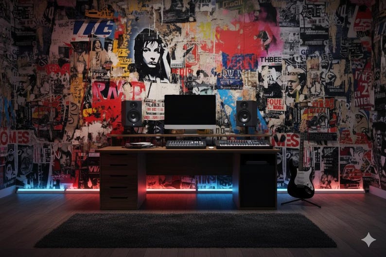 Urban Street Art Graffiti Wallpaper, Peel and Stick Abstract Punk Mural ...