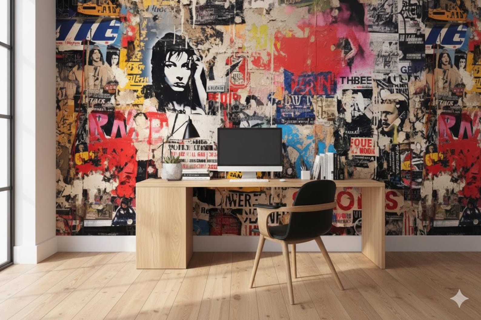 Urban Street Art Graffiti Wallpaper, Peel and Stick Abstract Punk Mural ...