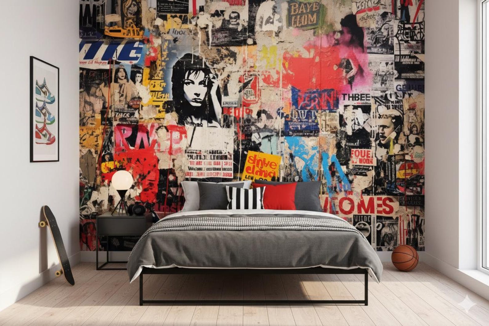 Urban Street Art Graffiti Wallpaper, Peel and Stick Abstract Punk Mural ...