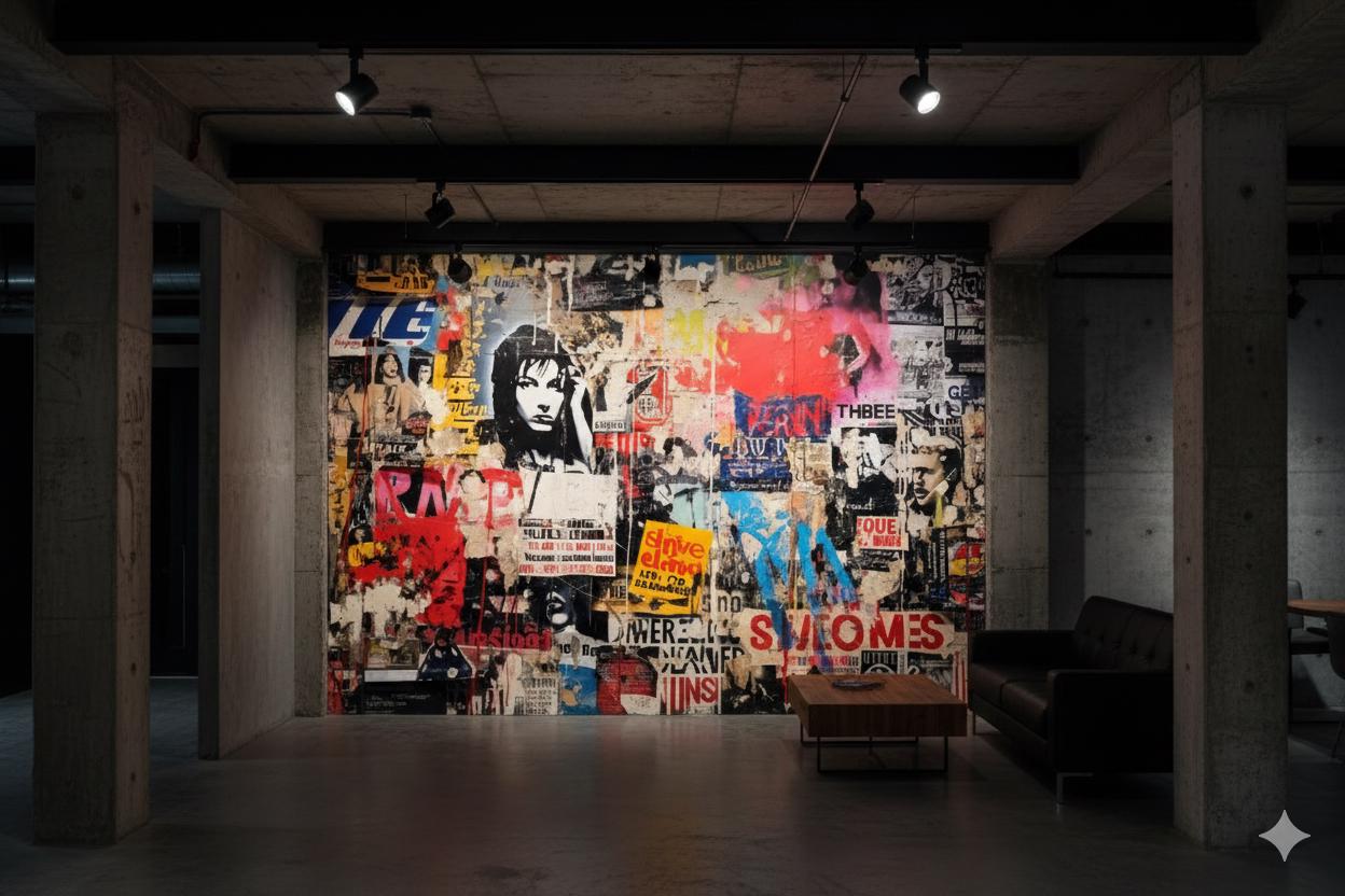 Urban Street Art Graffiti Wallpaper, Peel and Stick Abstract Punk Mural ...