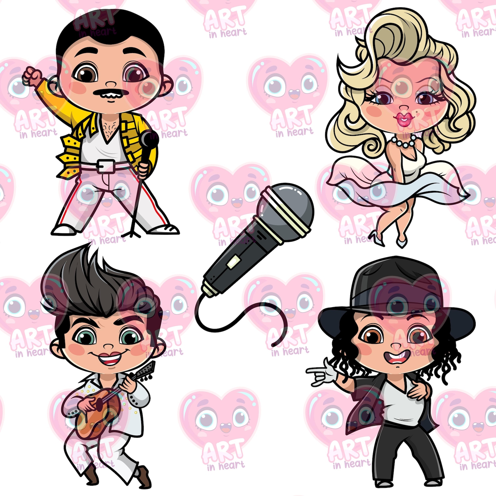 Pop Music Clipart Svg, Cute Chibi Musicians Clipart, Cute Kids Friends ...