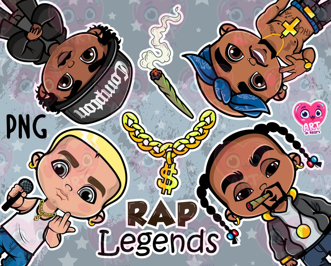 Rappers Bundle, Hip Hop Legends 90s Clipart, Funny Gangsters, Rap ...