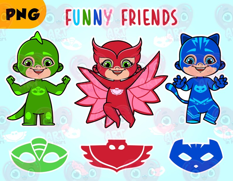 Superhero Kids Clipart, Cute Hero PNG Bundle, Cartoon Costumes Set, Fun ...
