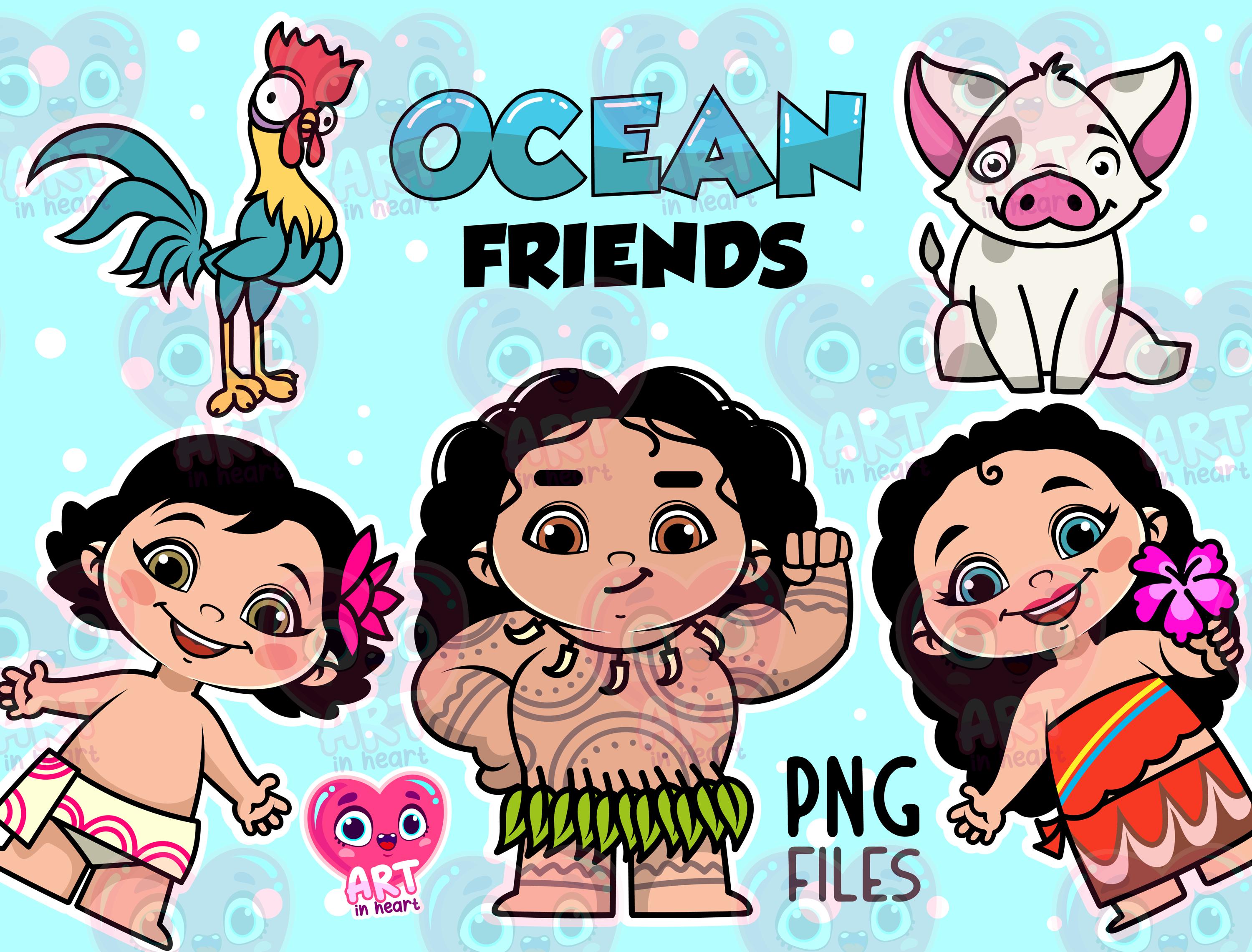 Ocean Friends Clipart, Polynesian Princess Clipart, Hawaii Friends ...