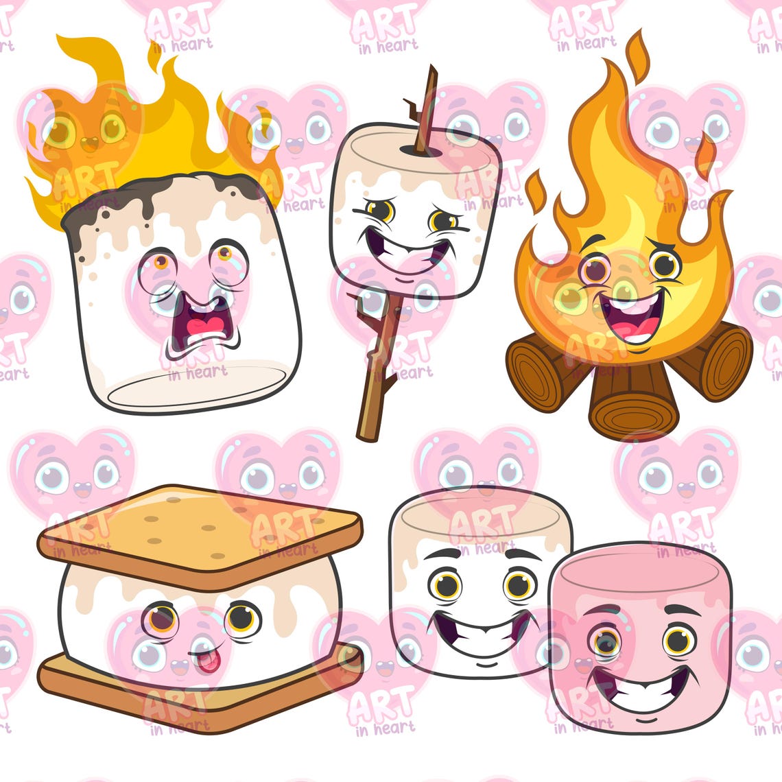 Cute Marshmallow Clipart Png, Chibi Marshmallow Bundle, Stay Puft Cute ...
