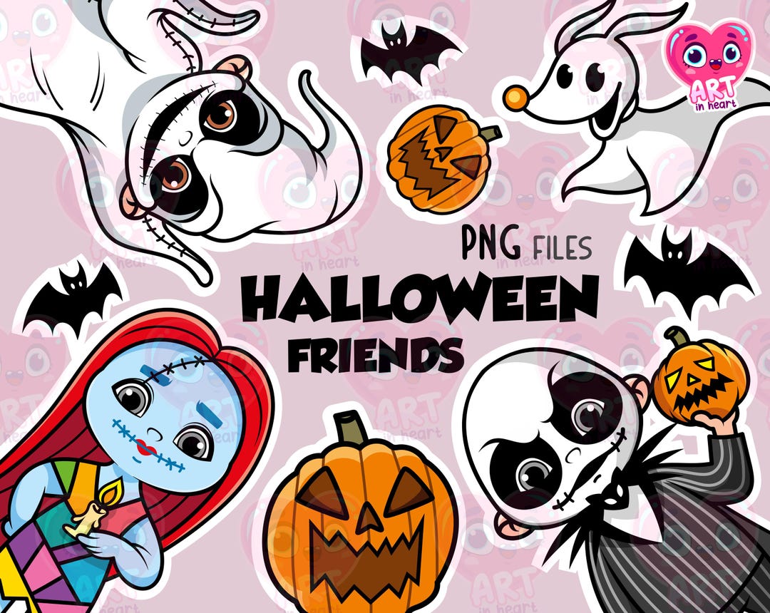 Cute Halloween Friends Clipart, Halloween Bundle Png, Cute Horror Kids ...
