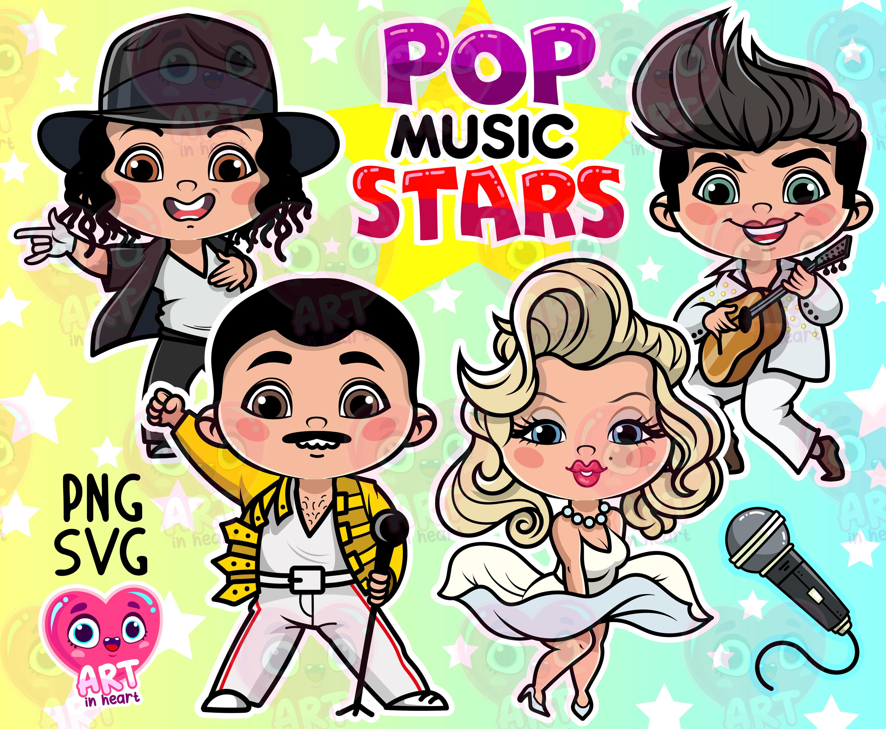 Pop Music Clipart Svg, Cute Chibi Musicians Clipart, Cute Kids Friends ...