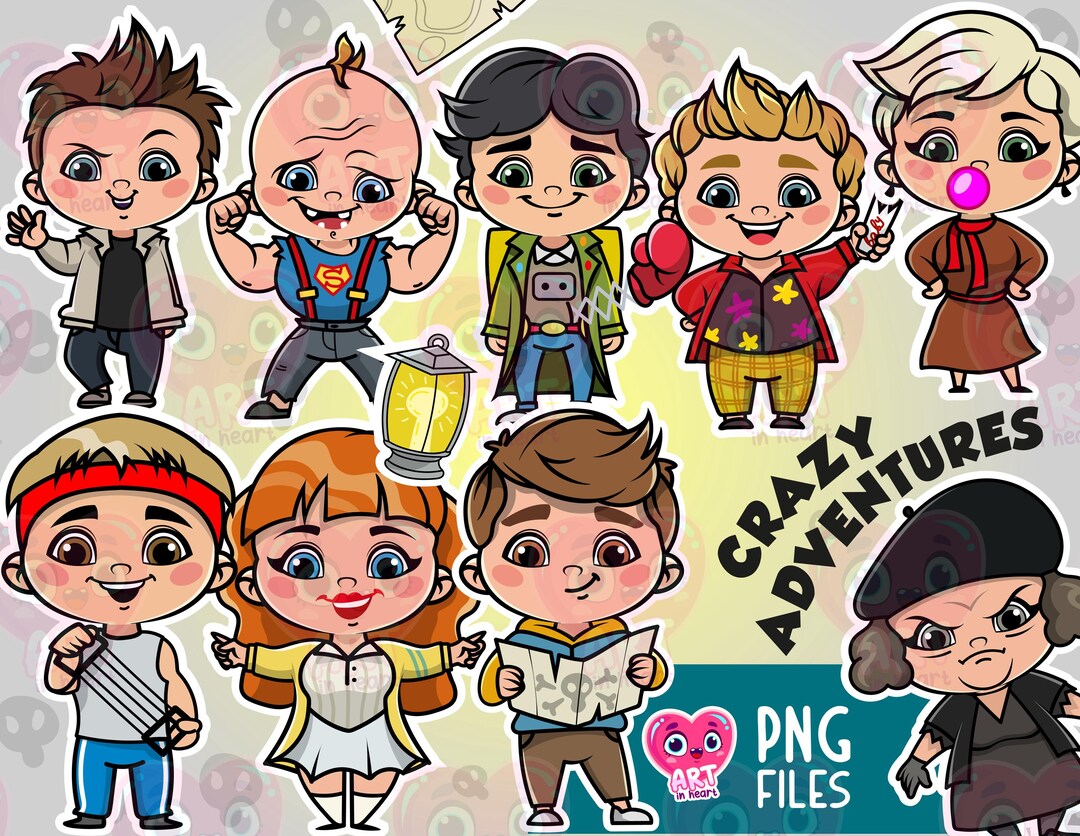 Crazy Adventures of Friends Clipart, Cute Kids Friends Clipart, Classic ...