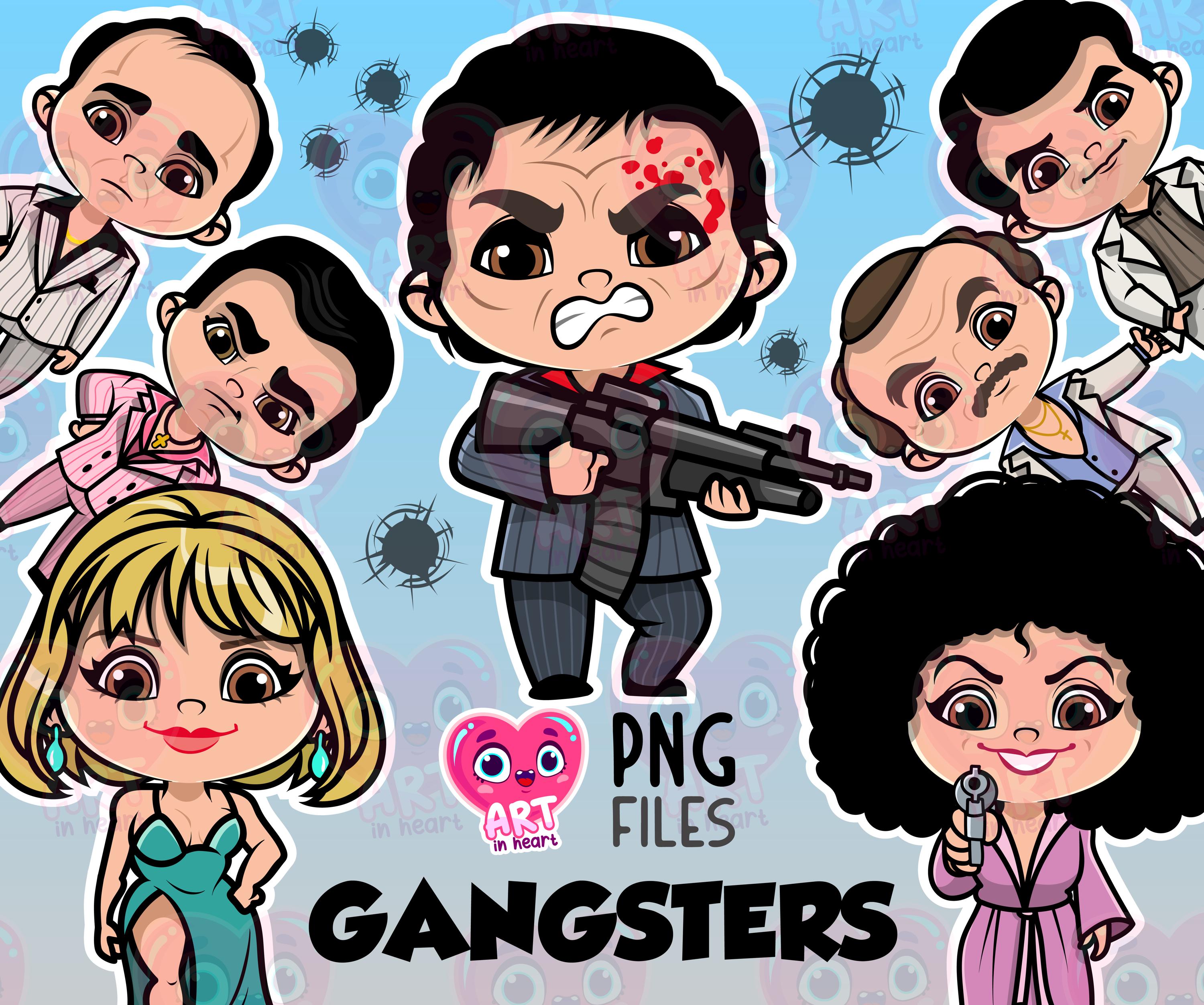 Mafia Clipart, Gangsters Bundle, Cute Friends Clipart, Classic Movie ...