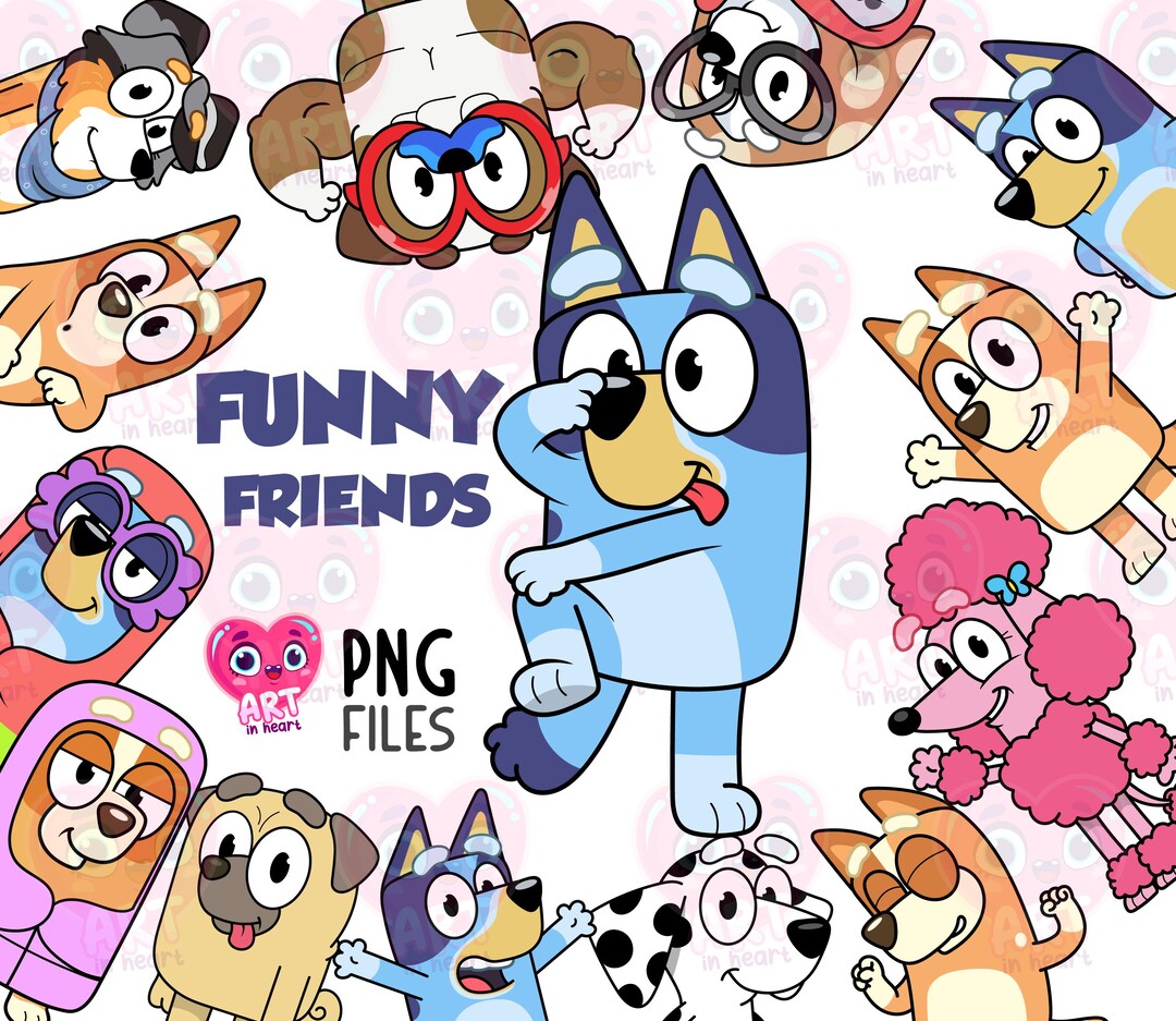 Funny Friends Clipart, Cute Kids Party Characters, Dogs Bundle, Cartoon ...