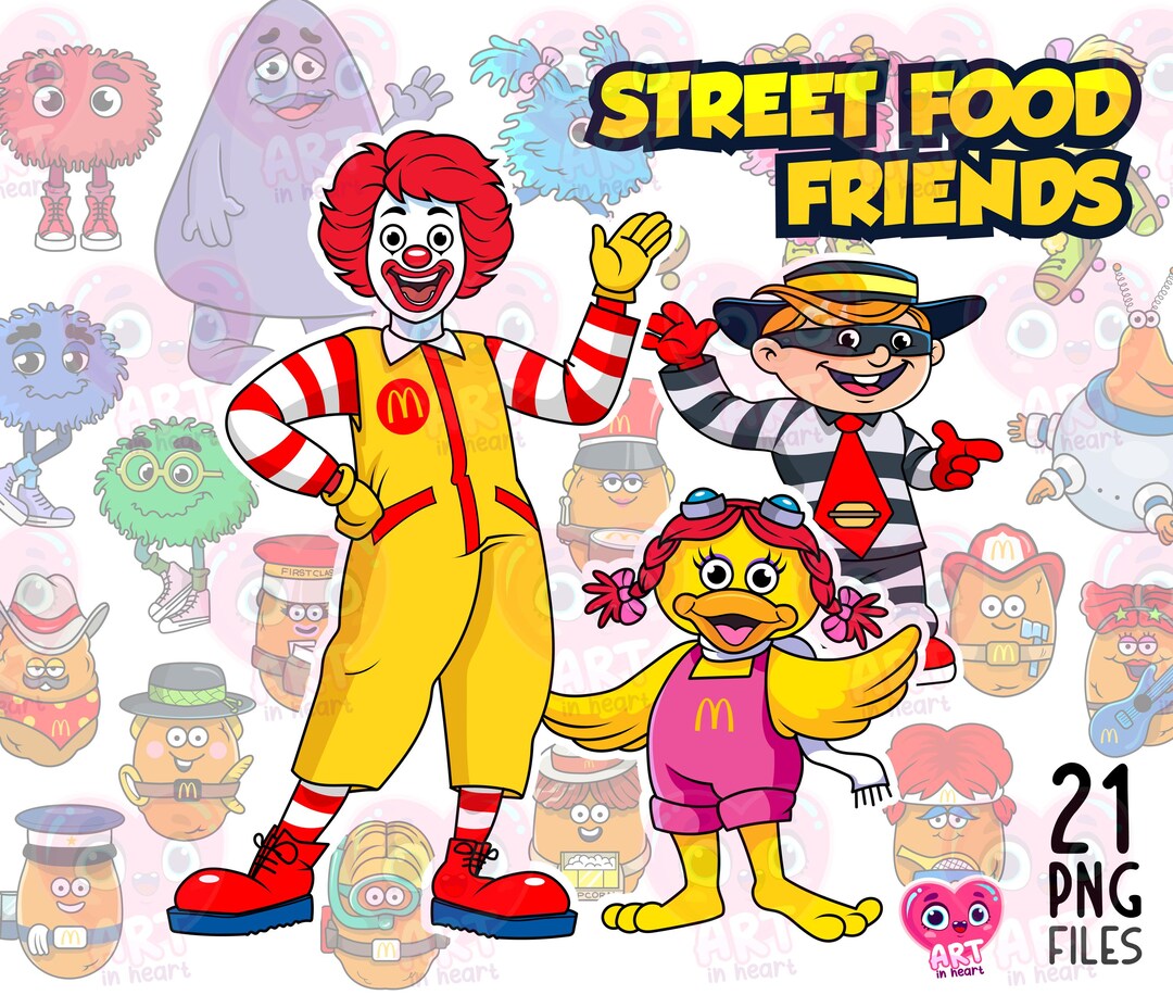 Funny Street Food Friends Bundle, Cute Friends Clipart, Magic Friends ...
