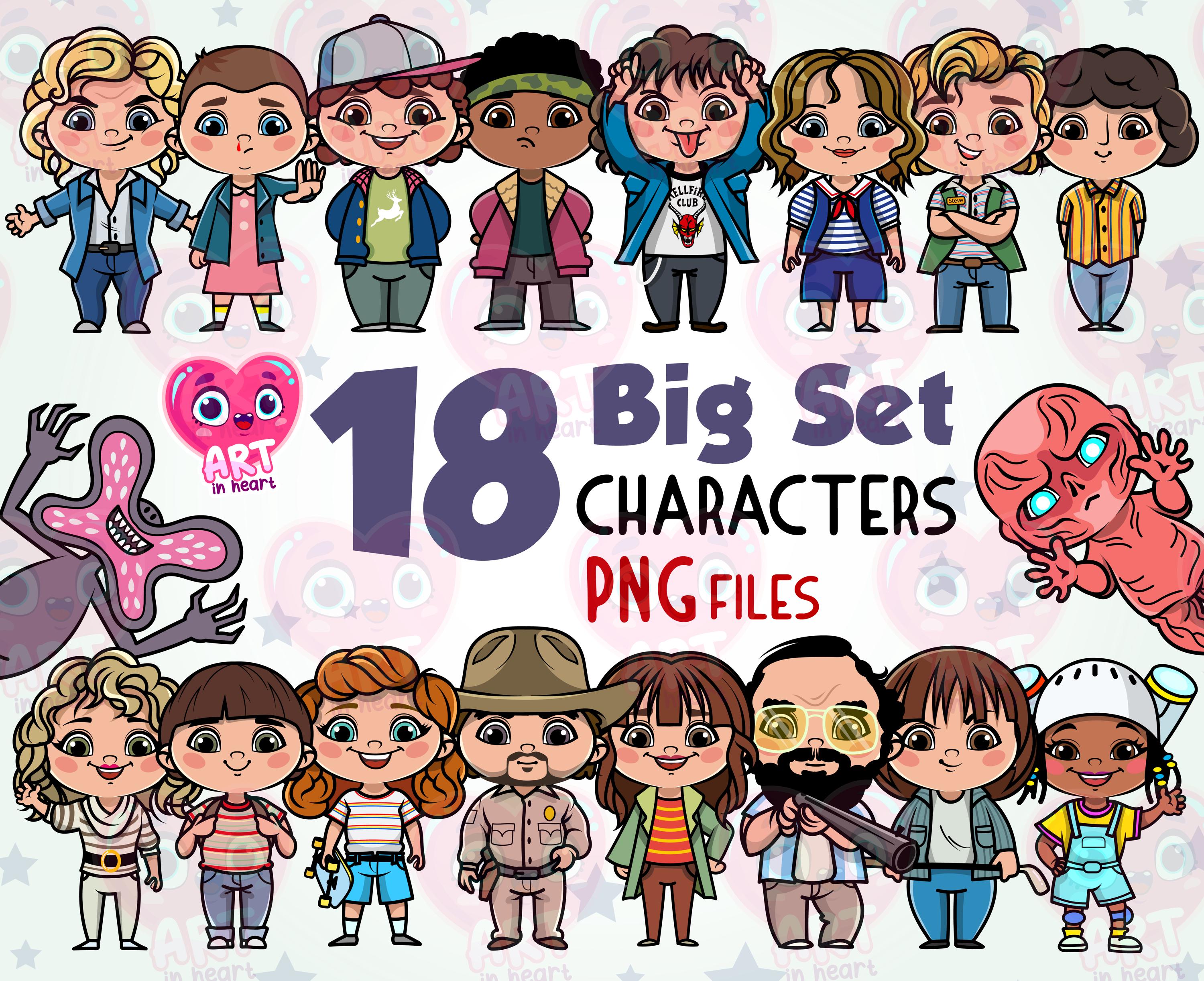 Cute Kids Clipart, Cute Friends Clipart, Strange Friends Bundle, Movie ...