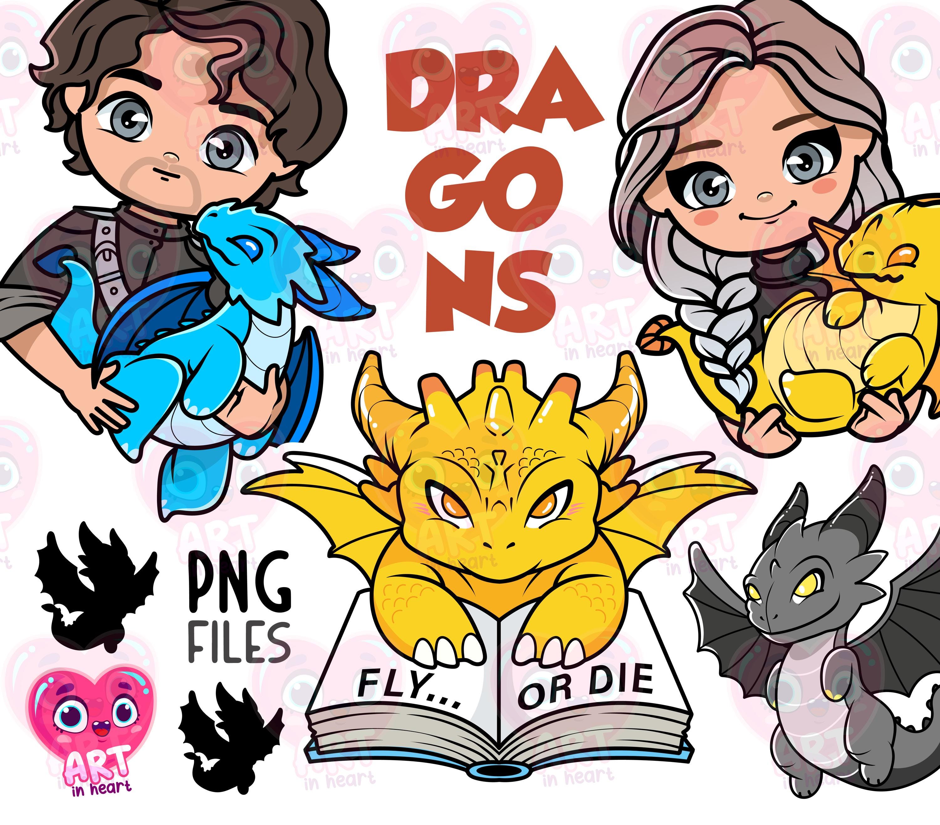 Magic Cute Dragons Clipart, Cute Kids Clipart, Fourth Wing Clipart ...