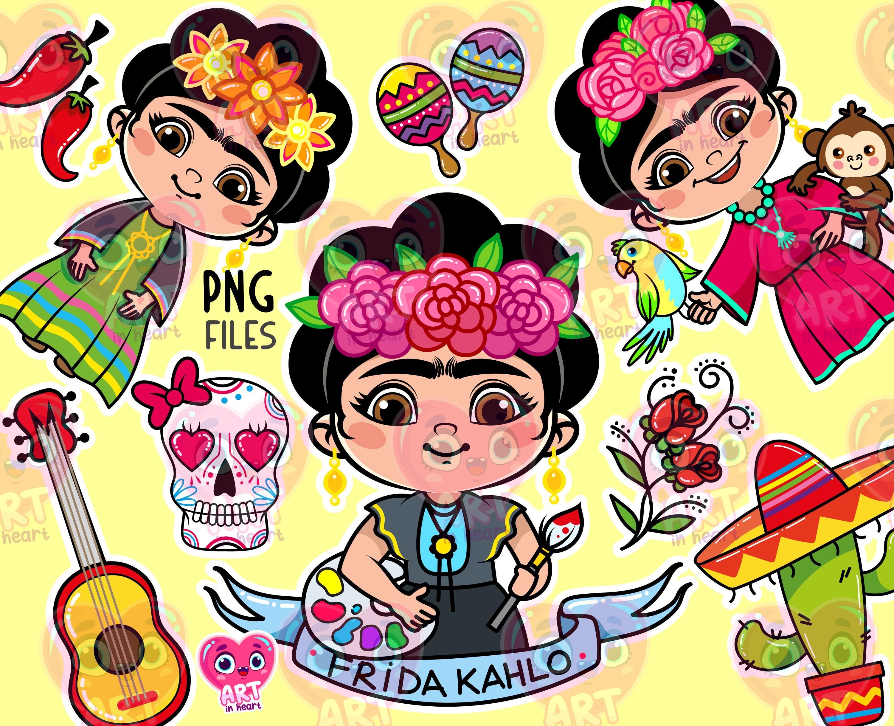 Cute Frida Kahlo Clipart Png, Strong Woman Clipart, Girls Power, Cute ...