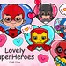 Valentine Superheroes PNG Bundle, Cute Cartoon Boys Clipart Set, Love ...